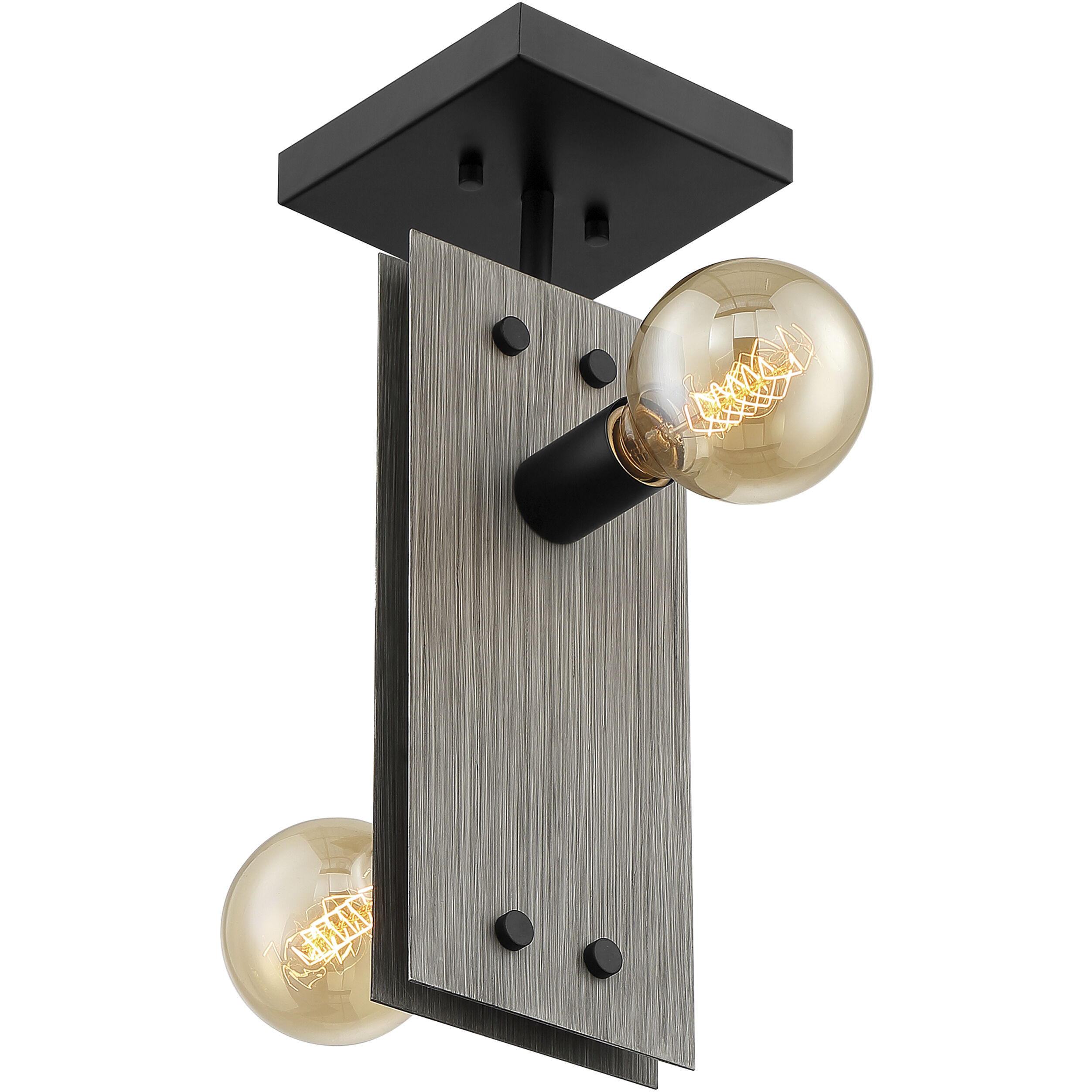 Nuvo 60/7231 Stella 2 Light 6 inch Driftwood and Black Semi Flush Mount ...