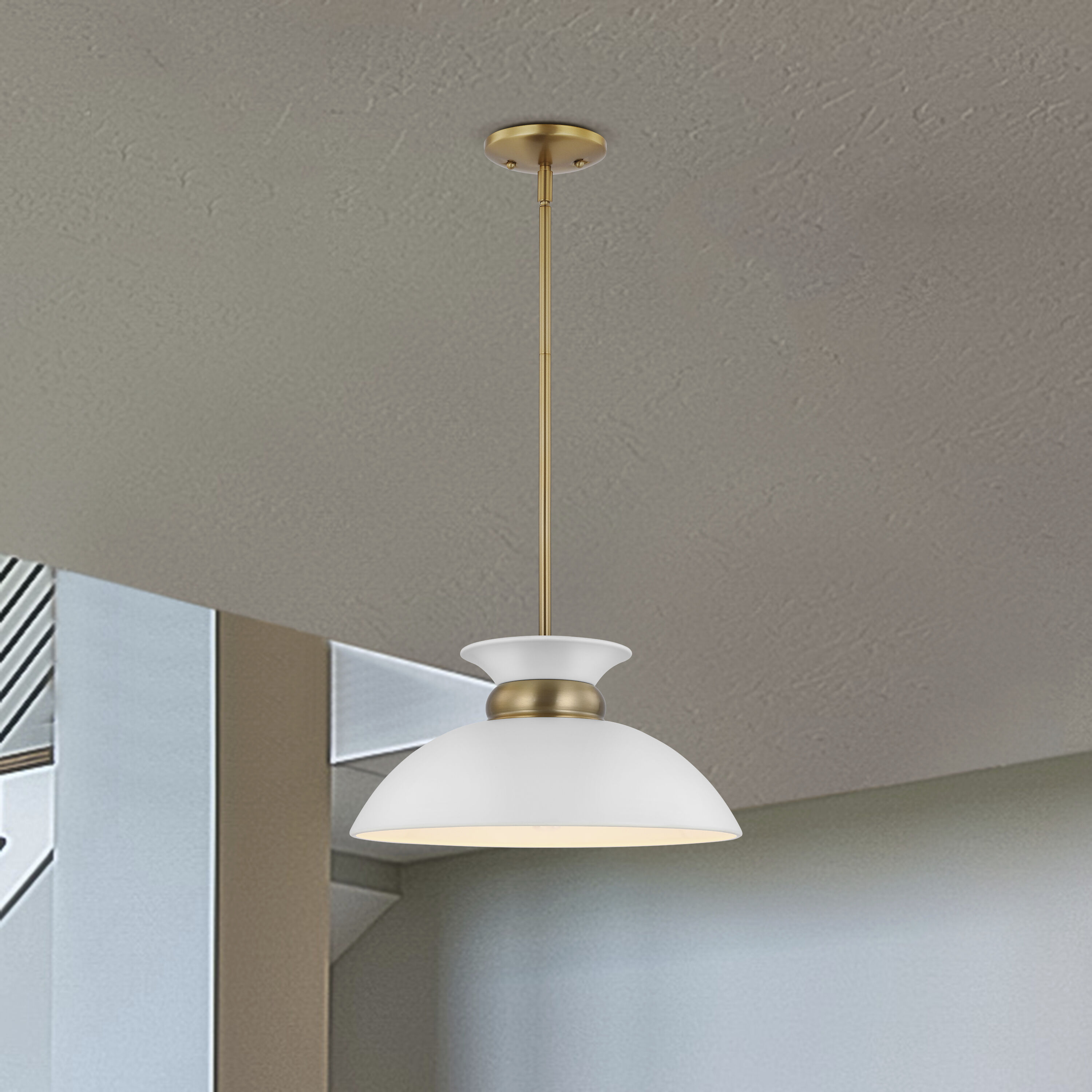 Nuvo 60/7463 Perkins 1 Light 15 inch Matte White/Burnished Brass ...