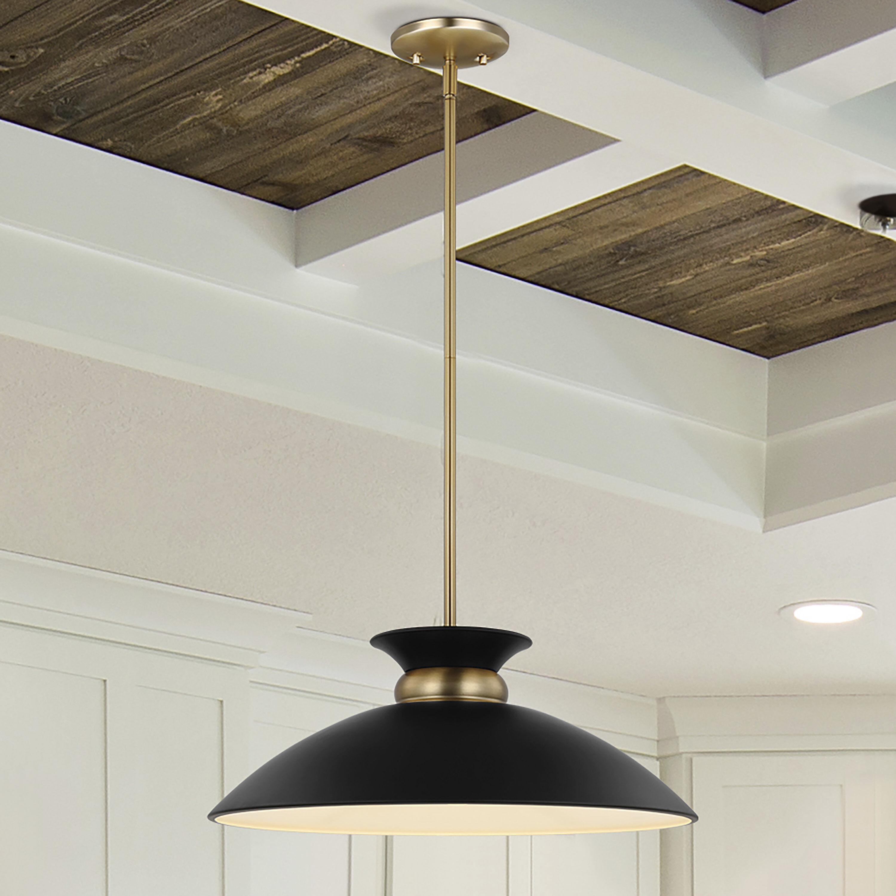 Perkins 1 Light 19.63 inch Matte Black/Burnished Brass Pendant Ceiling ...