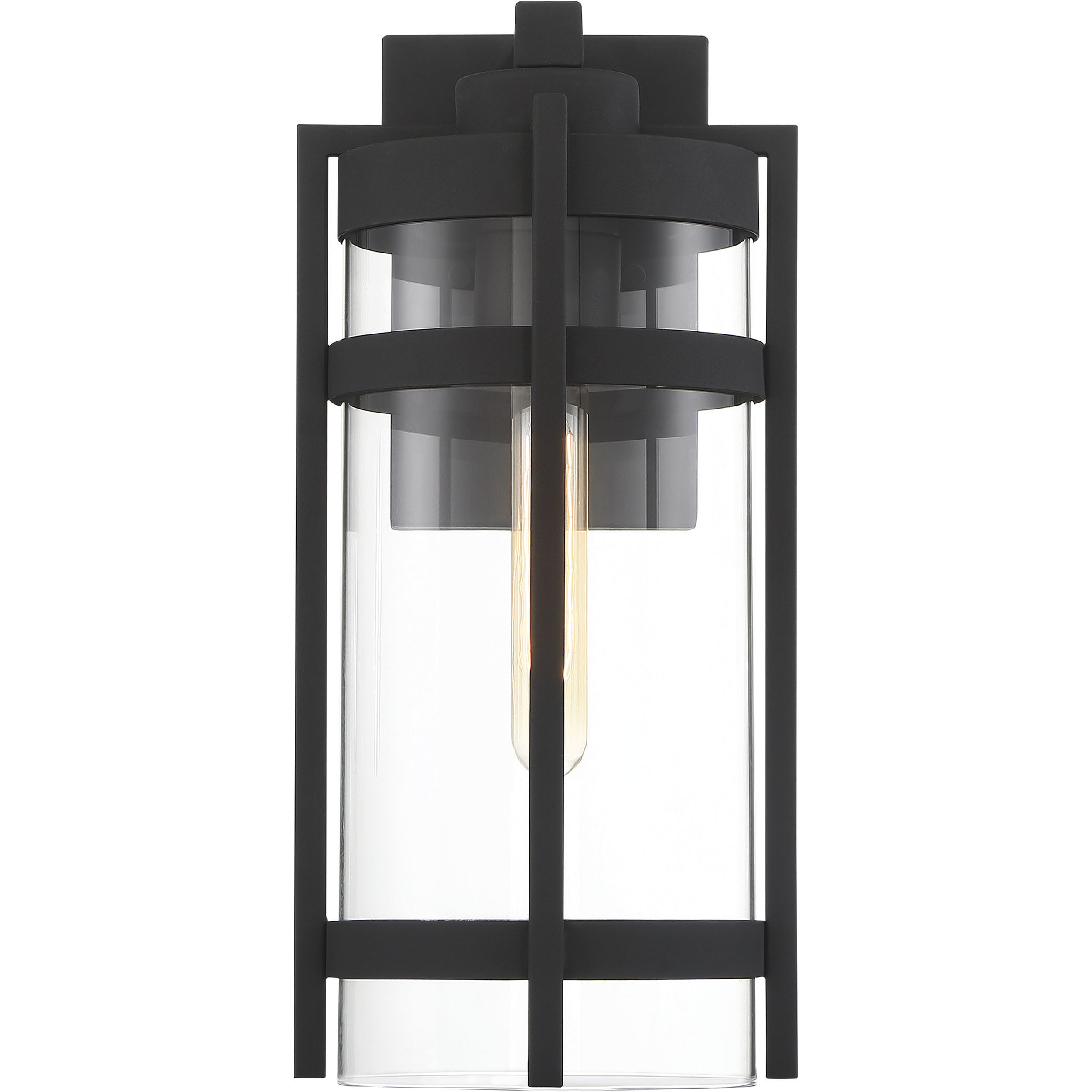 Nuvo 60/6573 Tofino 1 Light 16 inch Textured Black and Clear Seeded Outdoor Wall Lantern, Large