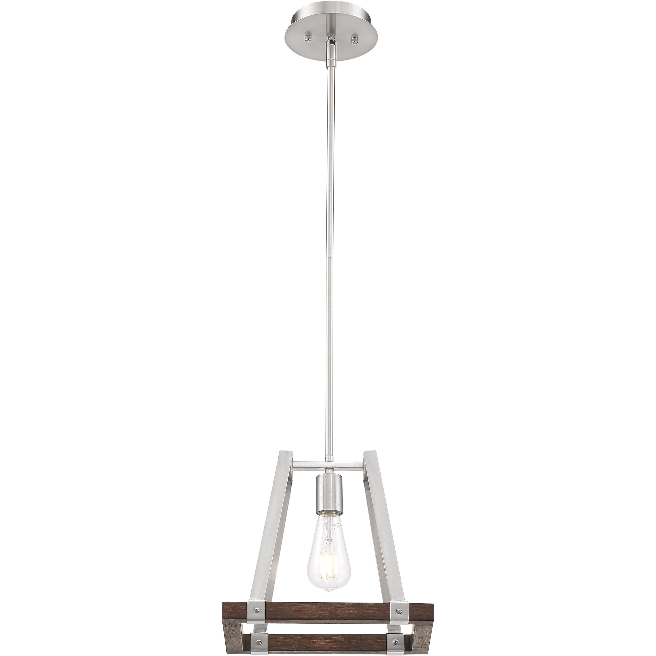 Nuvo 60/6882 Outrigger 1 Light 8.5 inch Brushed Nickel and Nutmeg Wood ...
