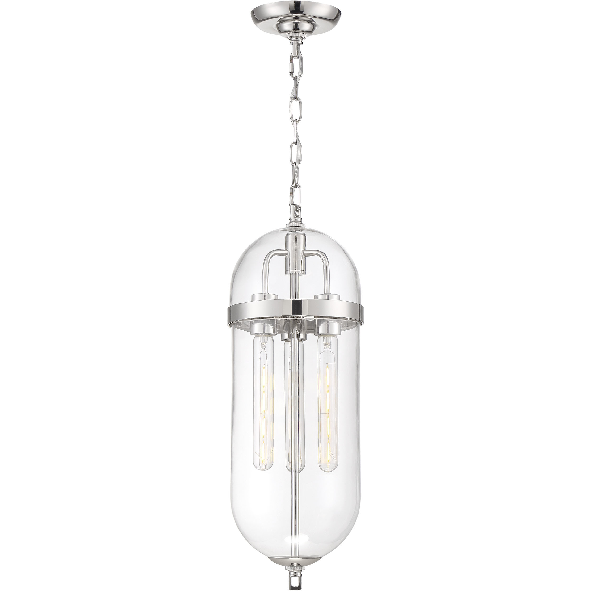 Nuvo 60/6933 Fathom 3 Light 8 inch Polished Nickel and Clear Pendant ...