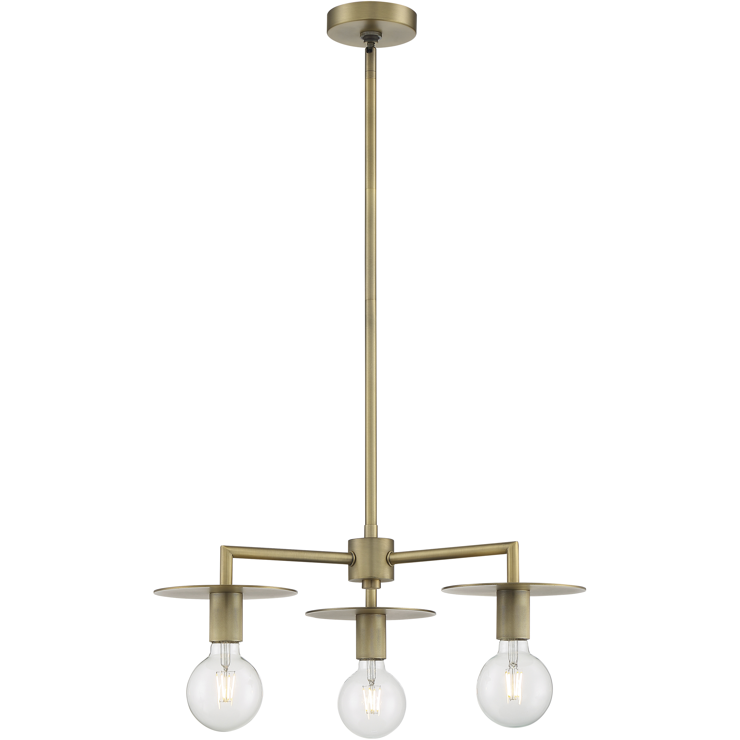 Nuvo 60/7243 Bizet 3 Light 24 inch Vintage Brass Chandelier Ceiling Light