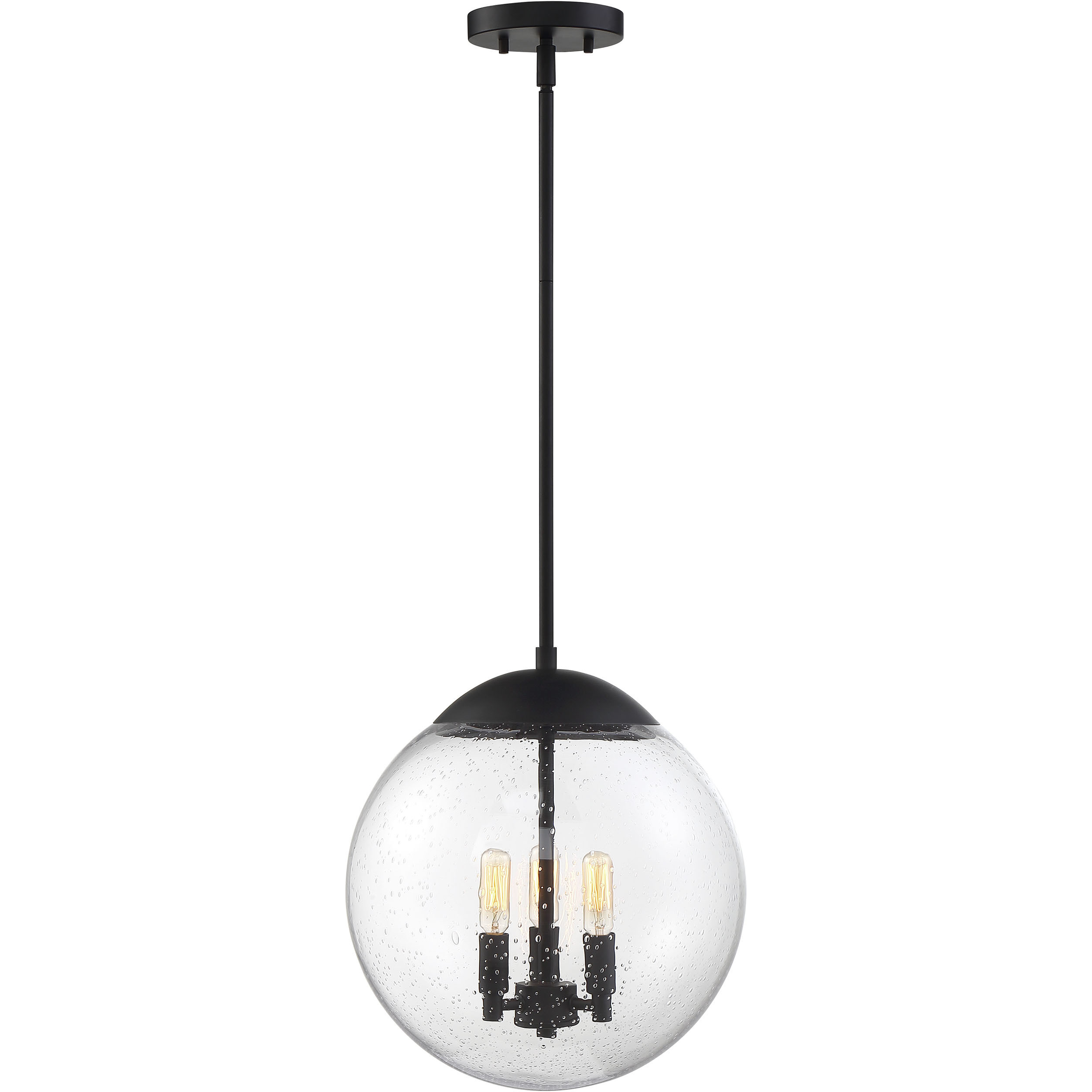 Nuvo 60/6742 Ariel 3 Light 13 inch Matte Black and Clear Seeded Pendant ...