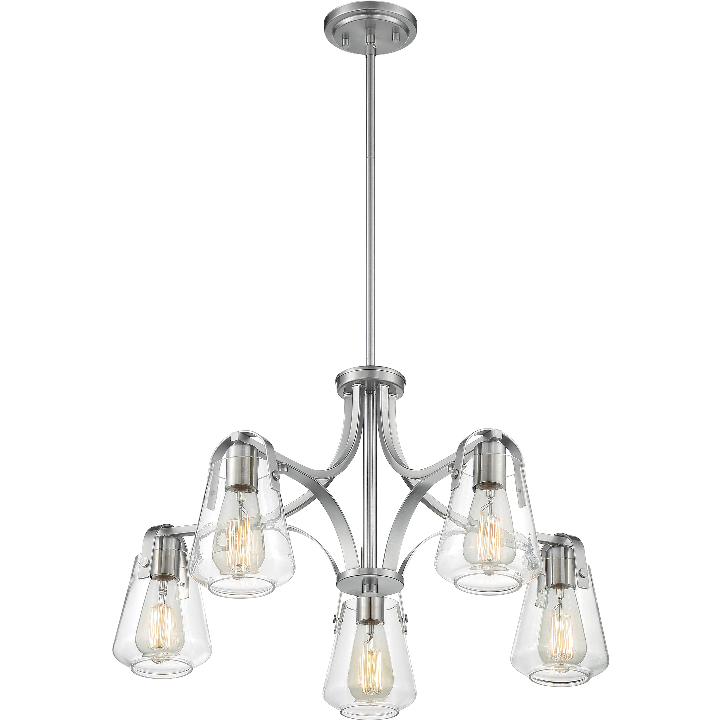 Nuvo 60/7115 Skybridge 5 Light 27 inch Brushed Nickel Chandelier ...